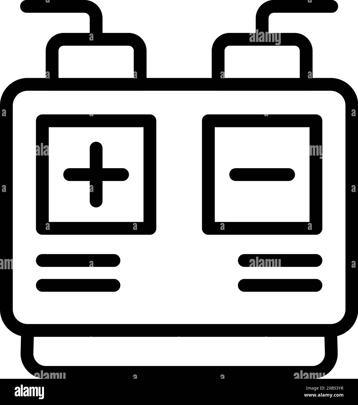 Simple icon depicting a car battery, essential for starting the engine ...
