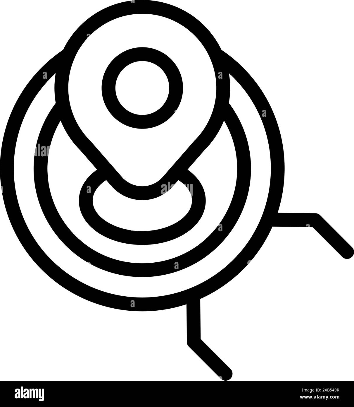 Line icon representing a robot moving around using a gps, symbolizing ...