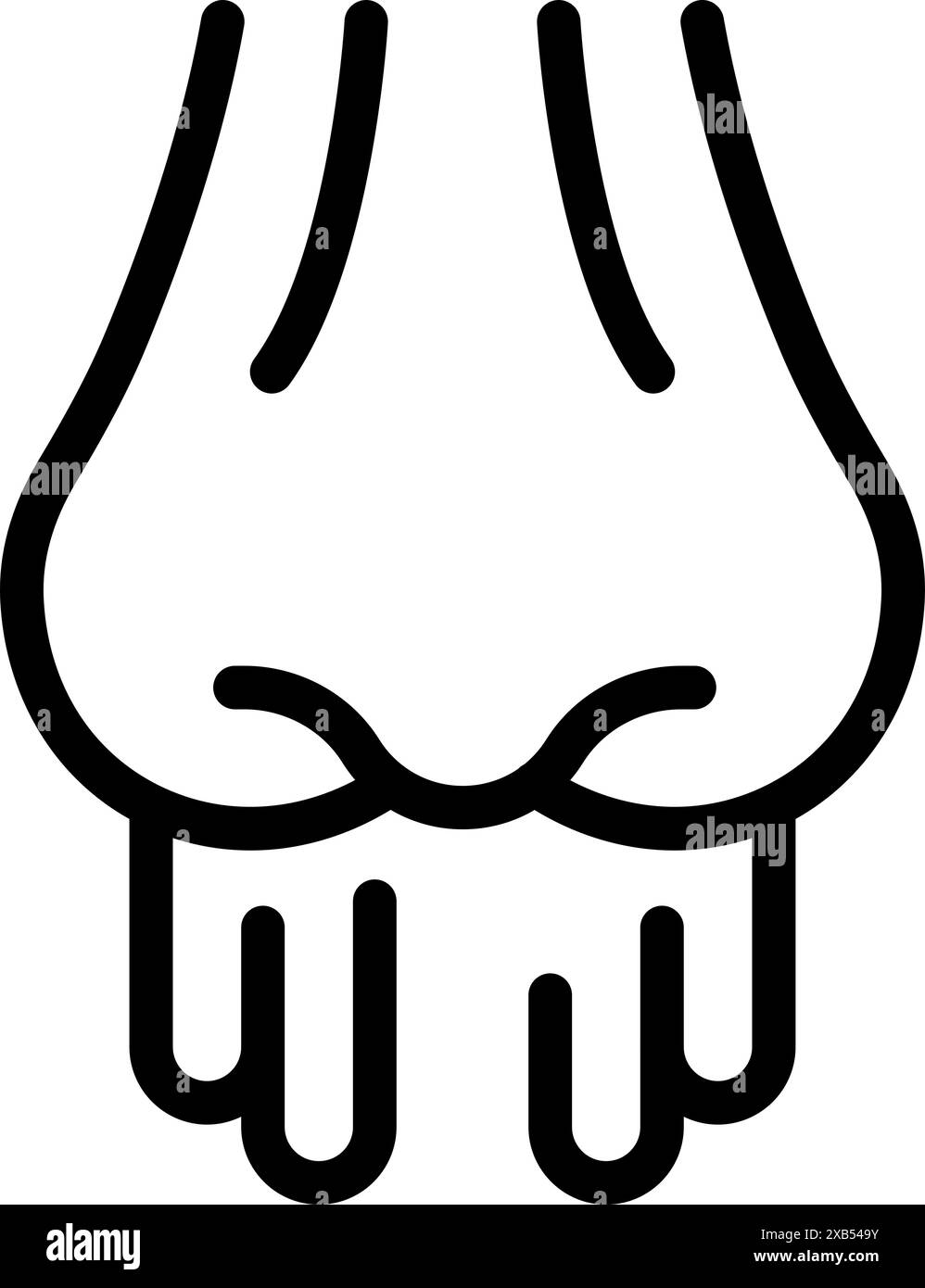 Simple outline symbol of a human nose with mucus dripping from its ...
