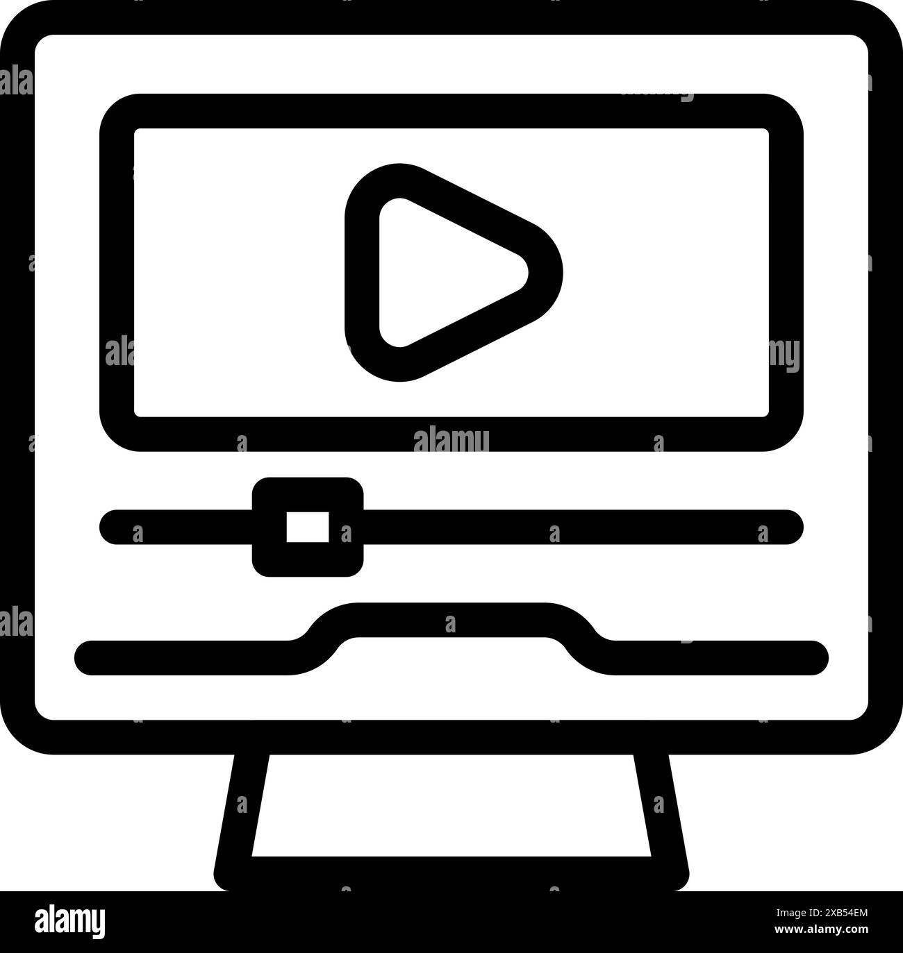 Stylized icon of a video editing program is running on a desktop computer, showing editing tools ...