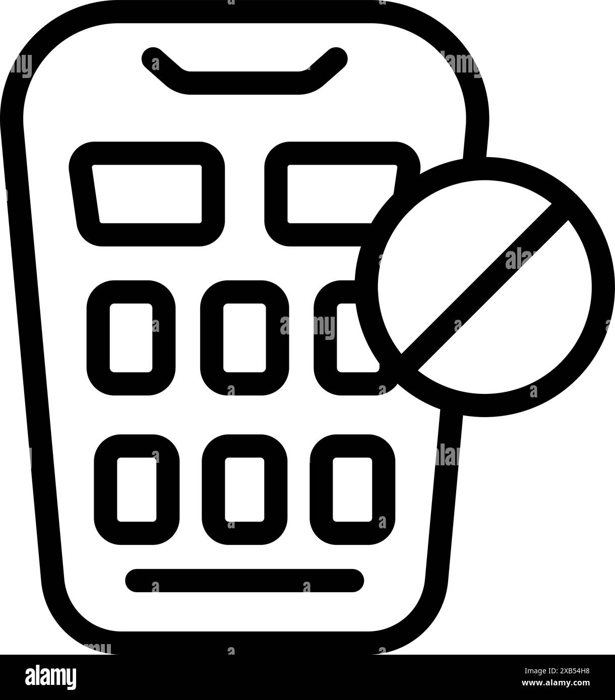 Line art icon of smartphone with prohibition sign promoting responsible ...