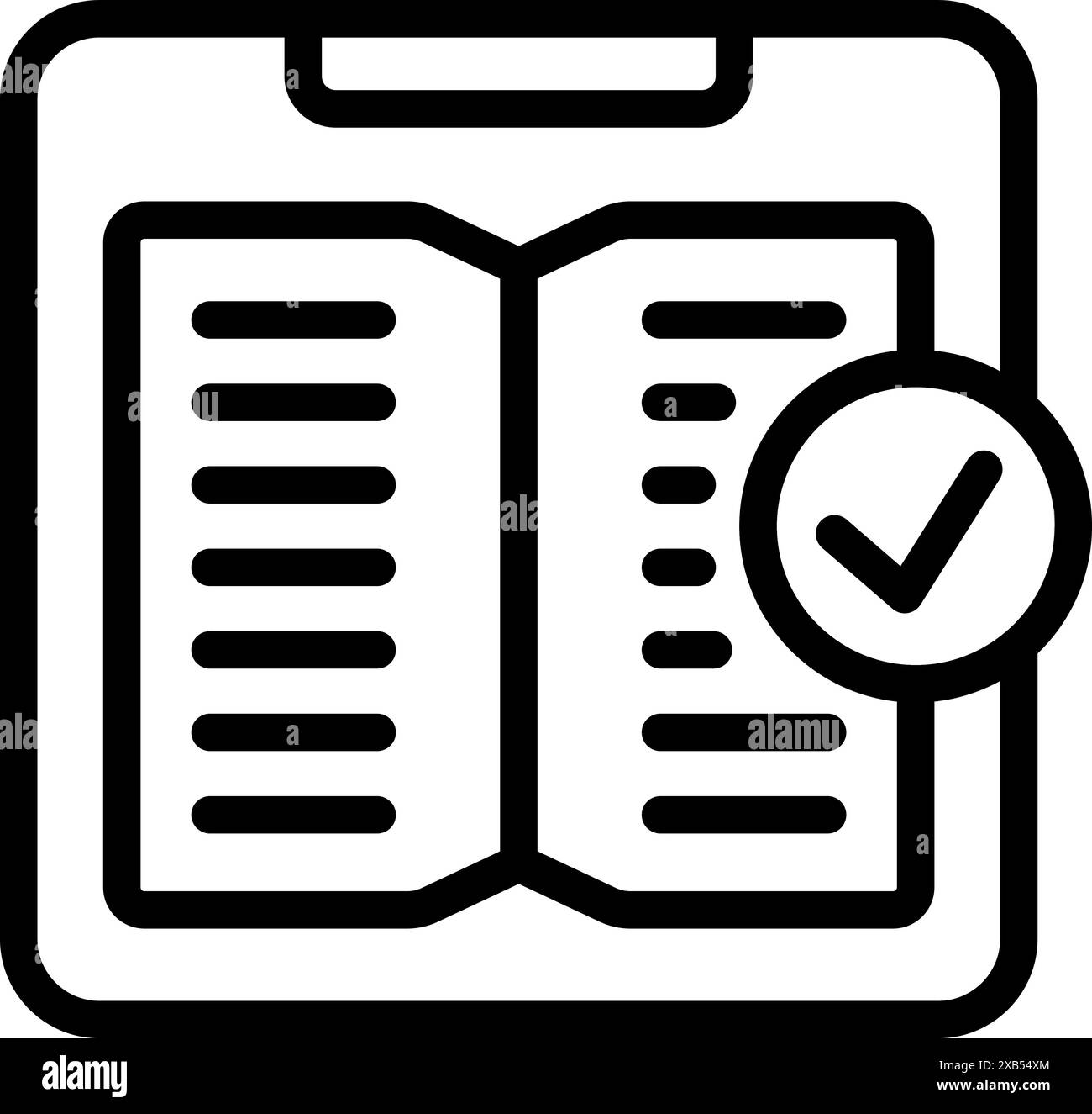 Simple icon of a checklist on a digital tablet, symbolizing task ...