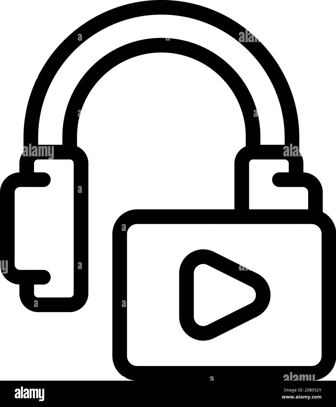 Headphones are connected to a device playing audio content, as ...