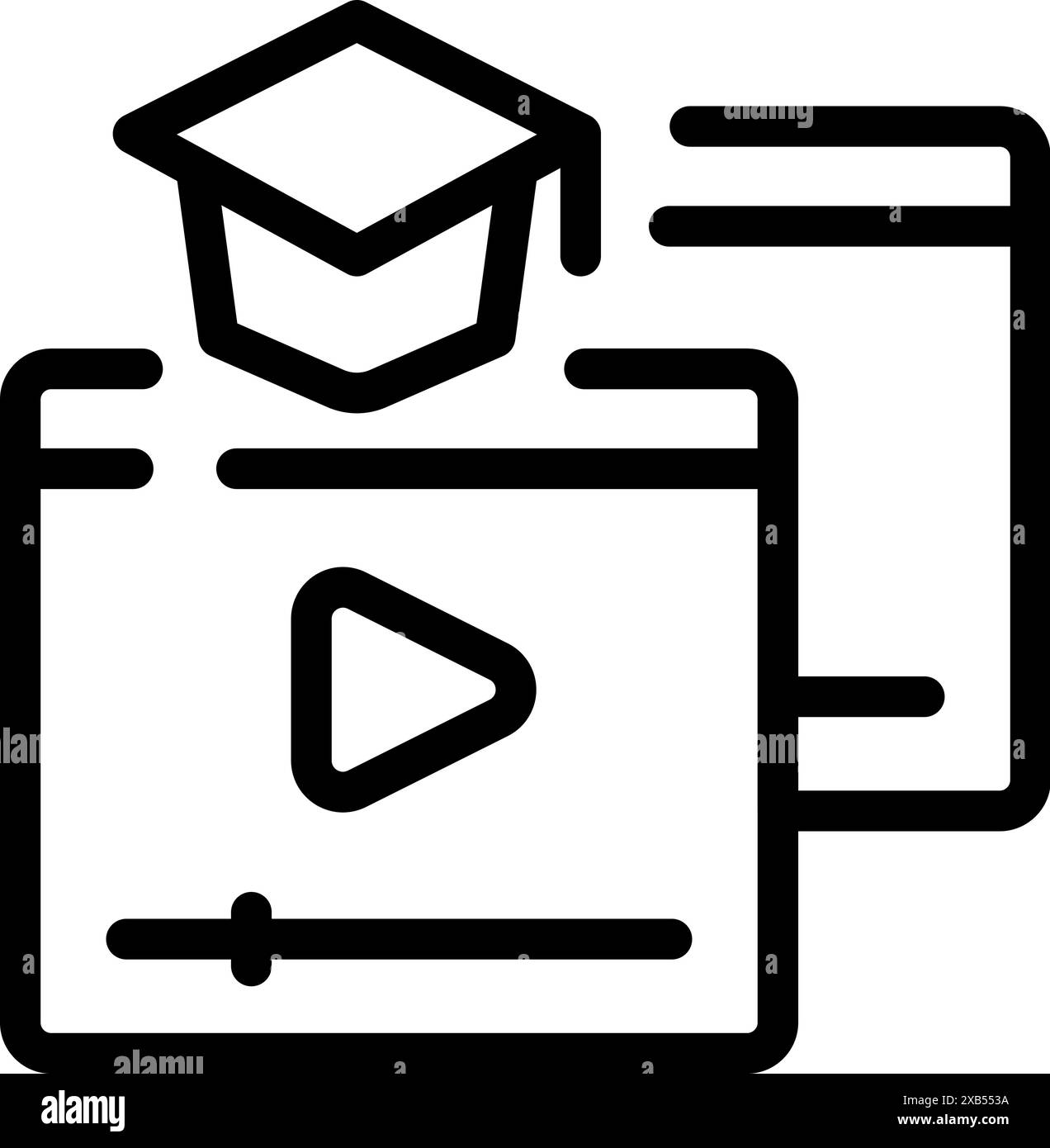 Icon depicting online education with a graduation hat signifying the ...