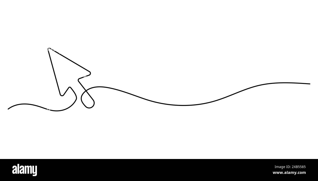 Single Line Cursor Arrow Icon Background Of Drawing One Line On A White Background Vector