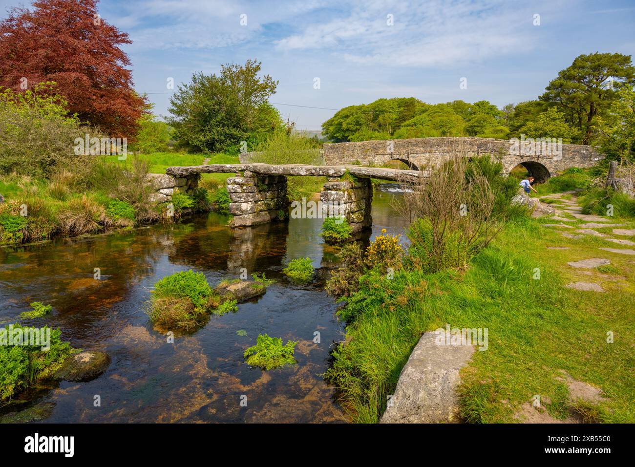 The 13th Century clapper bridge and The New bridge built in 1780Õs at ...