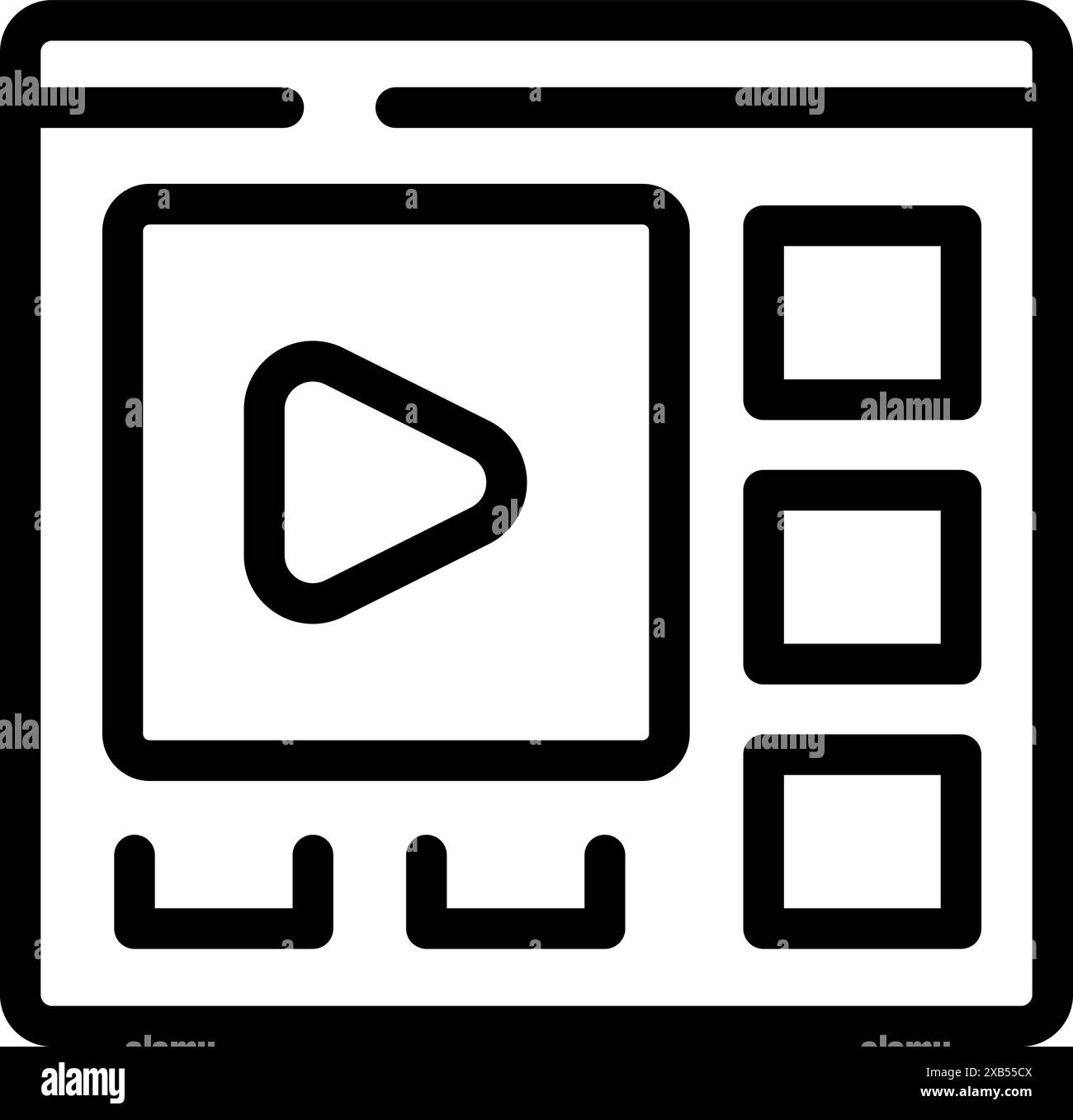 Online video player interface is displaying a play button and settings options for a seamless ...