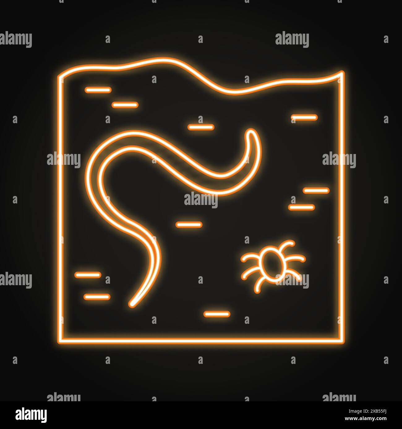 Soil with earthworm neon icon. Farm worm symbol, invertebrate. Vector ...