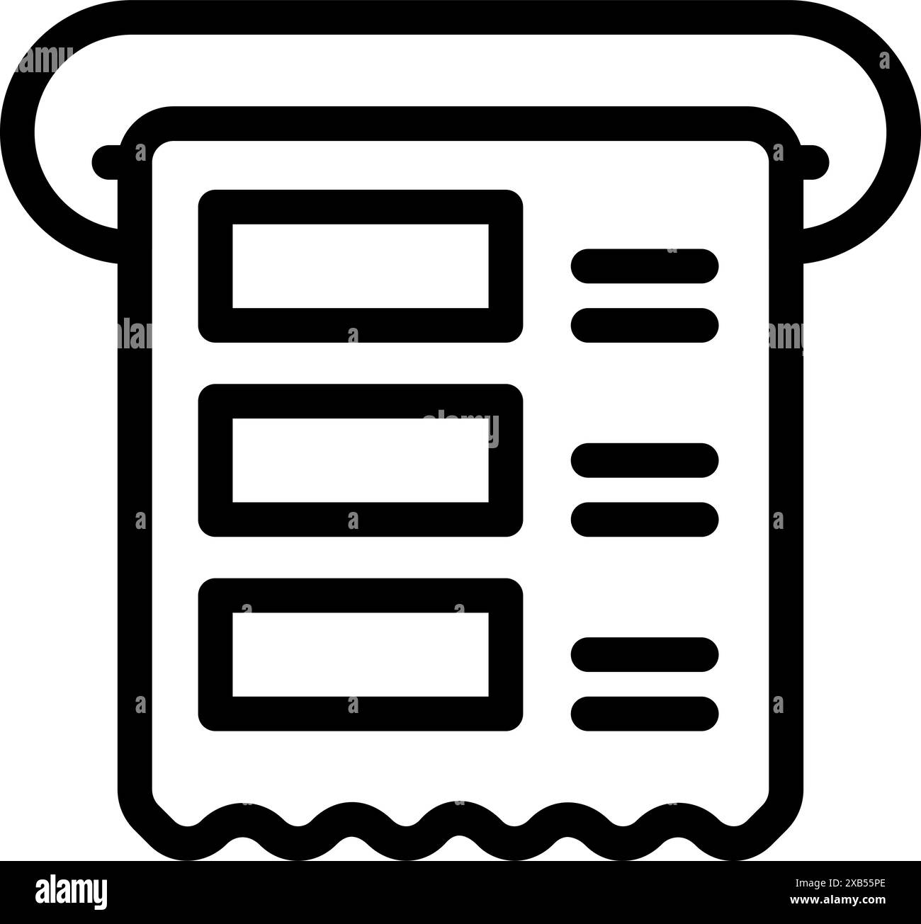 Simple black and white icon of a point of sale pos terminal printing a ...