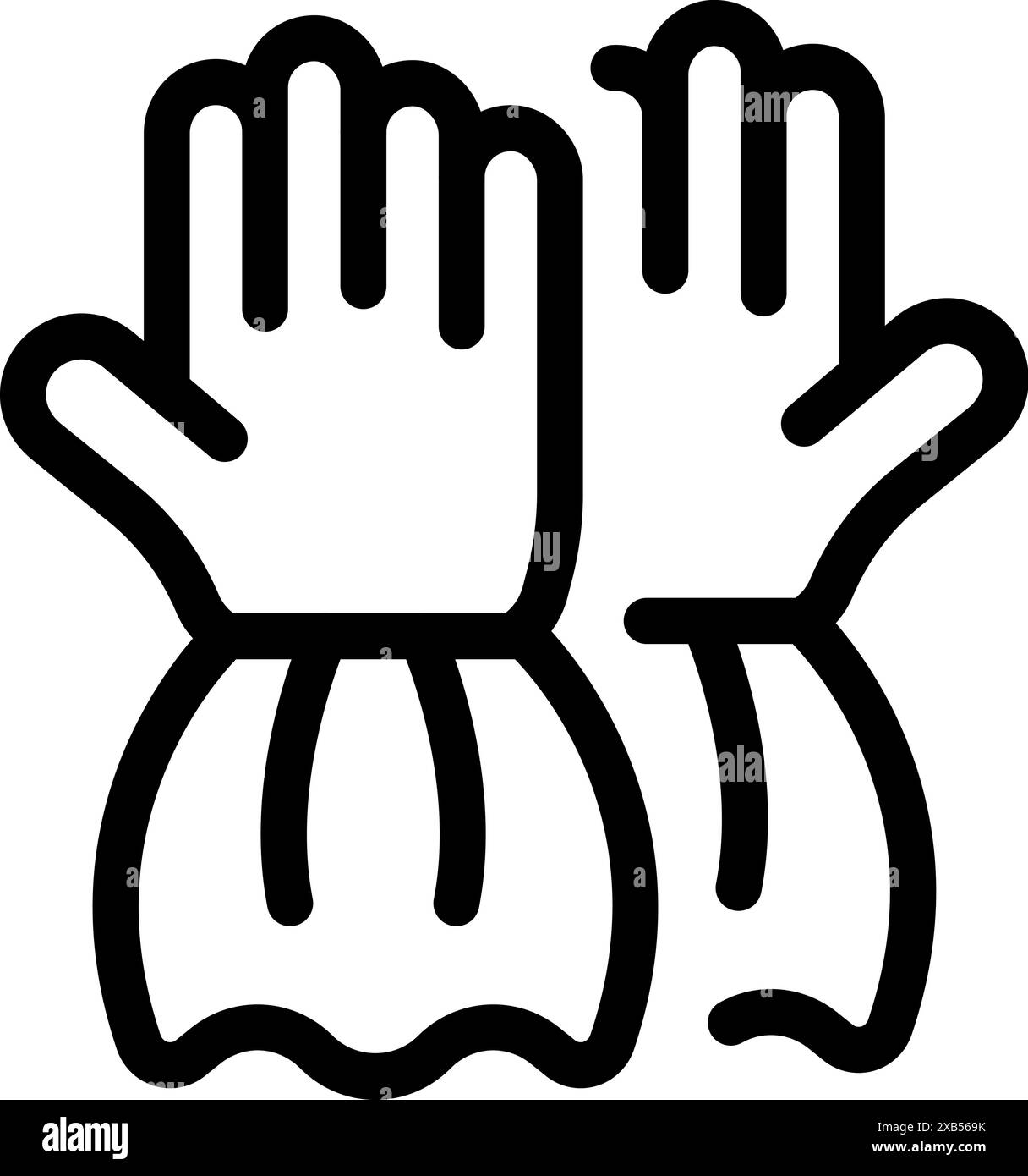 Line icon of a pair of protective gloves, ideal for representing safety ...