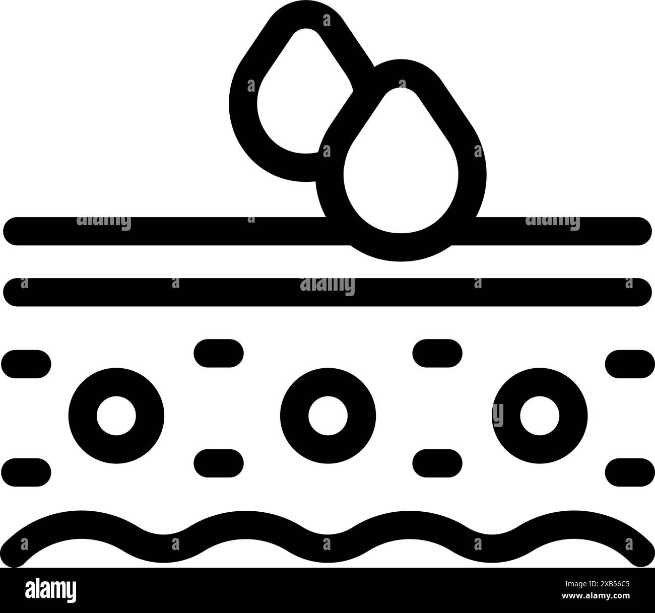 Skincare routine icon representing serum being absorbed by skin layers ...