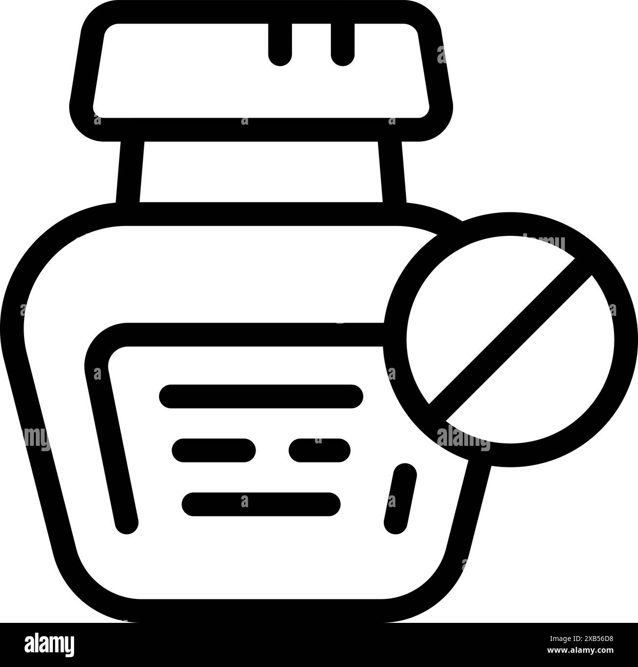 Simple icon of a medicine bottle with a stop sign, representing the ...