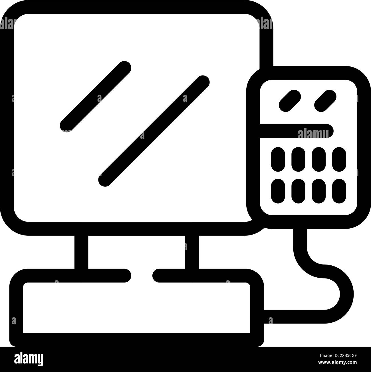 Electronic cash register with monitor displaying payment processing for ...