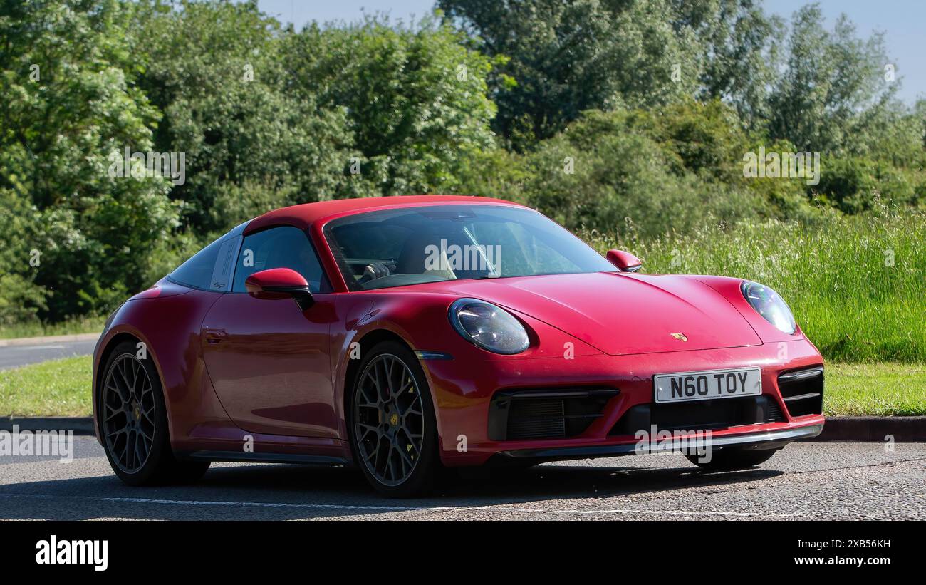 Stony Stratford,UK - June 2nd 2024: 2023 red Porsche 911 Targa 4s car ...