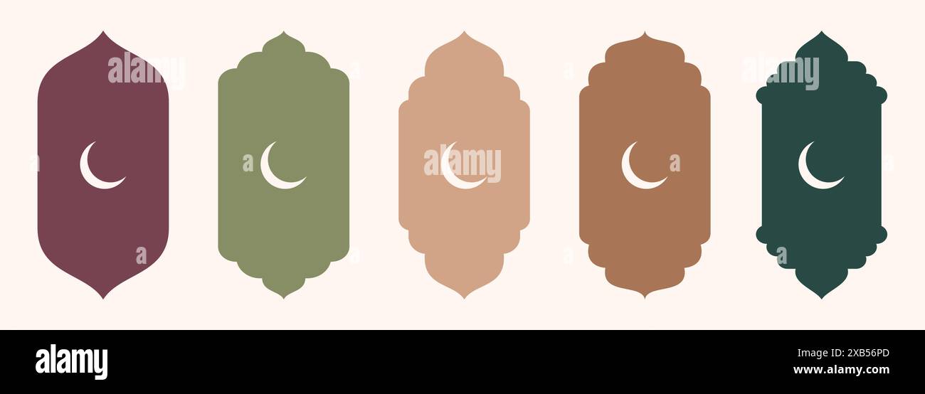 Shape Islamic door and window silhouette Arabic arch with crescent moon ...