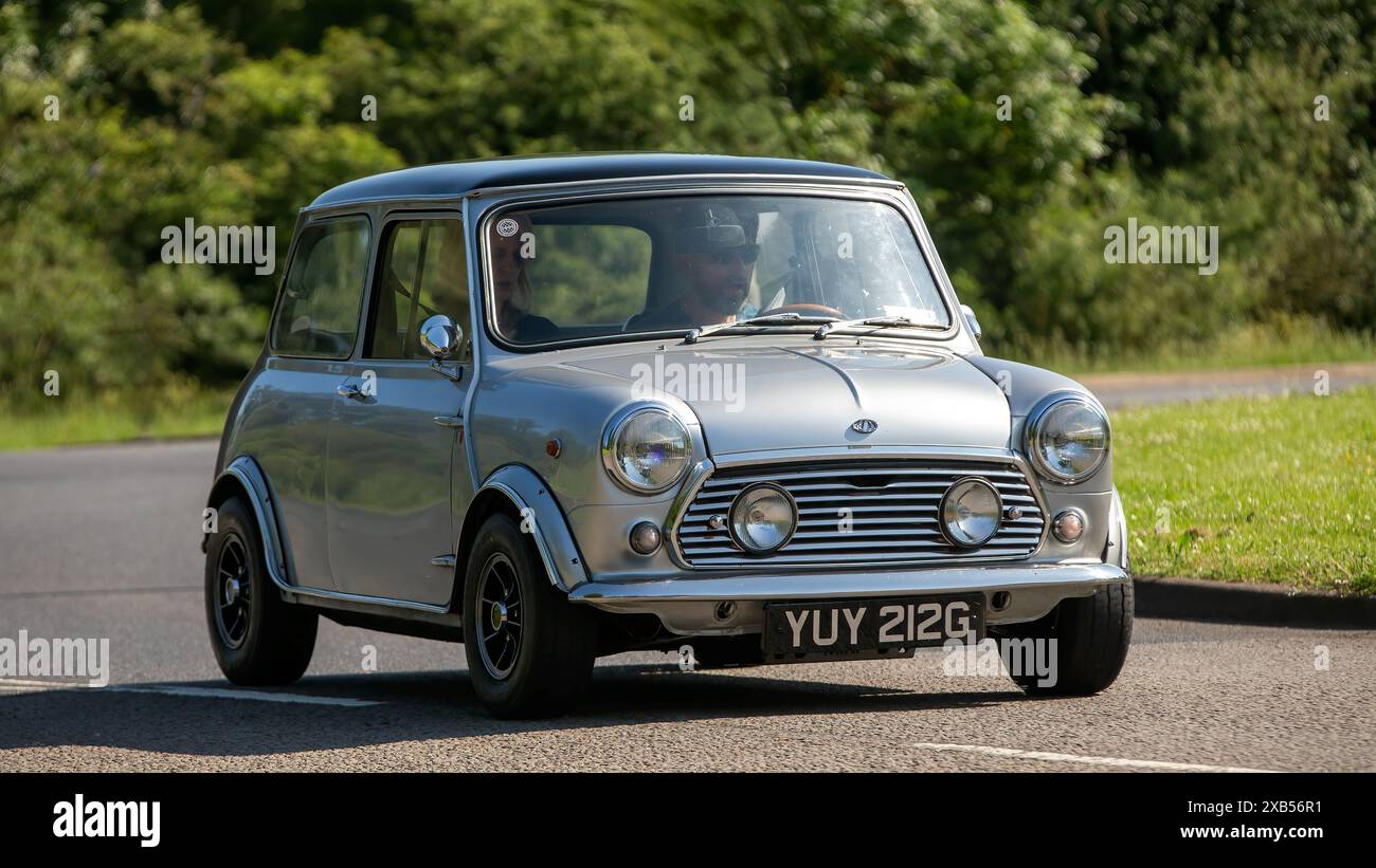 Stony Stratford,UK - June 2nd 2024: 1969 silver Mini Cooper classic car ...