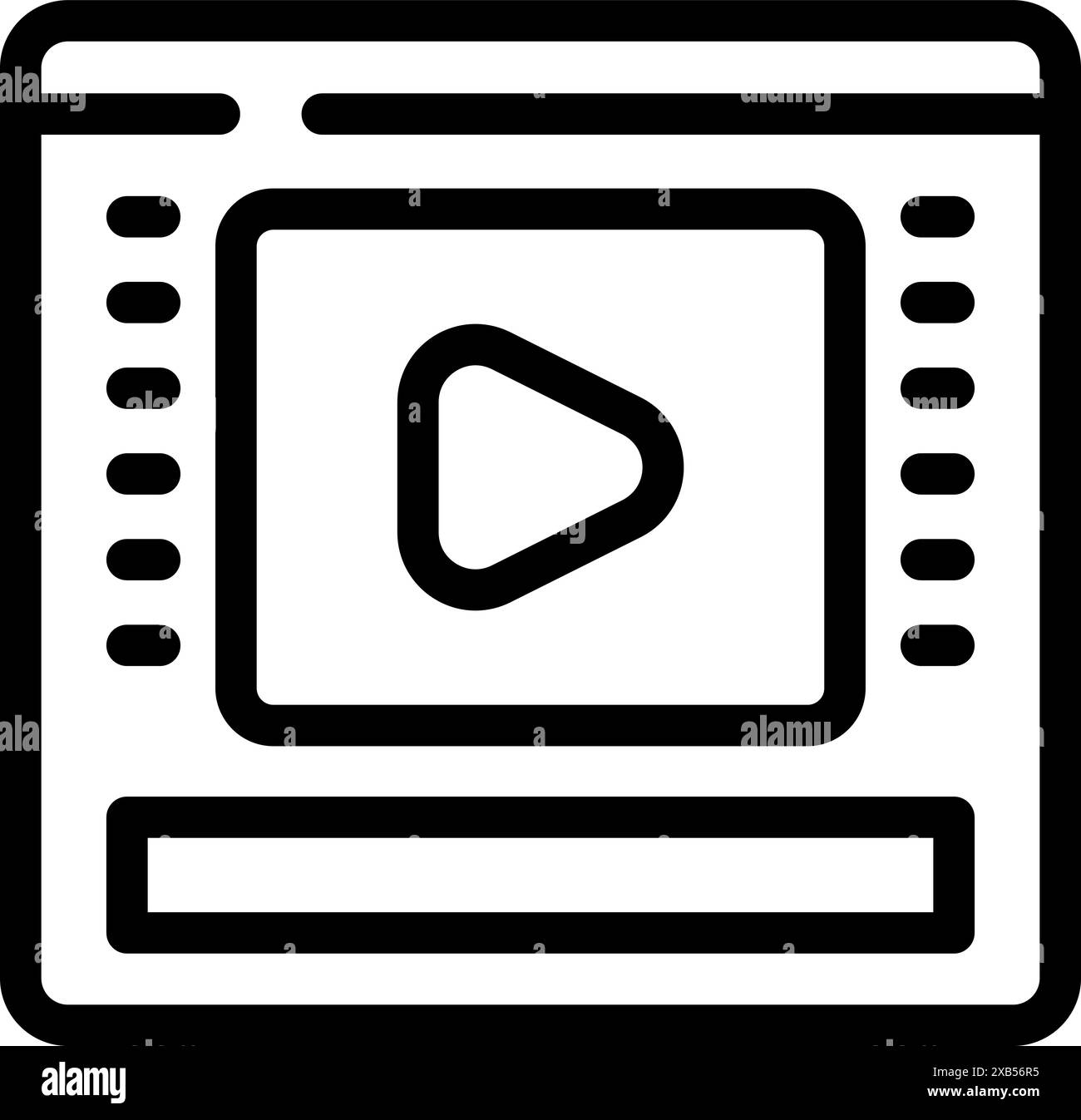 Digital video editing software interface with a play button and timeline for professional ...