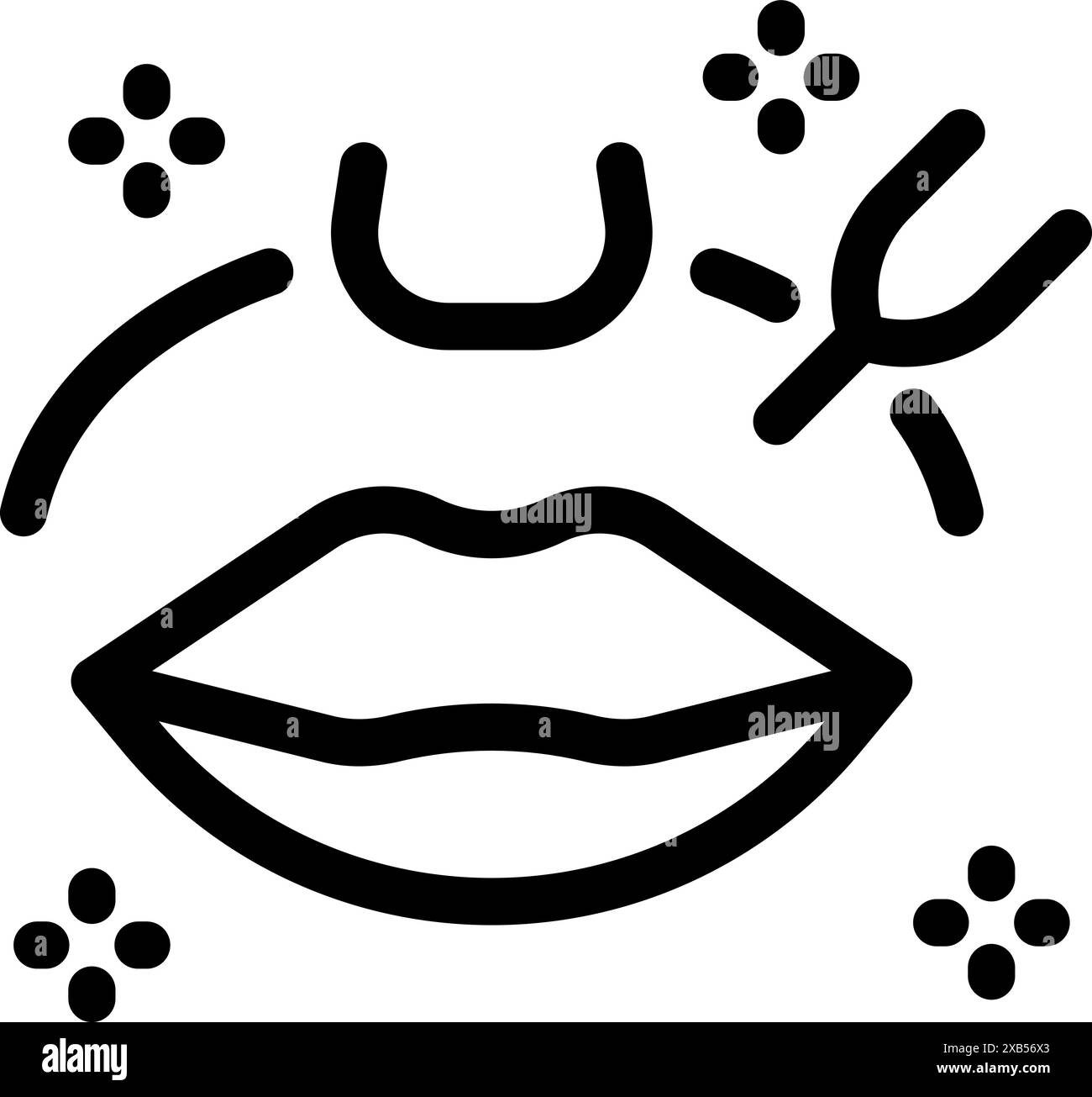 Herpes virus entering body through mouth with nose and lips icon Stock ...