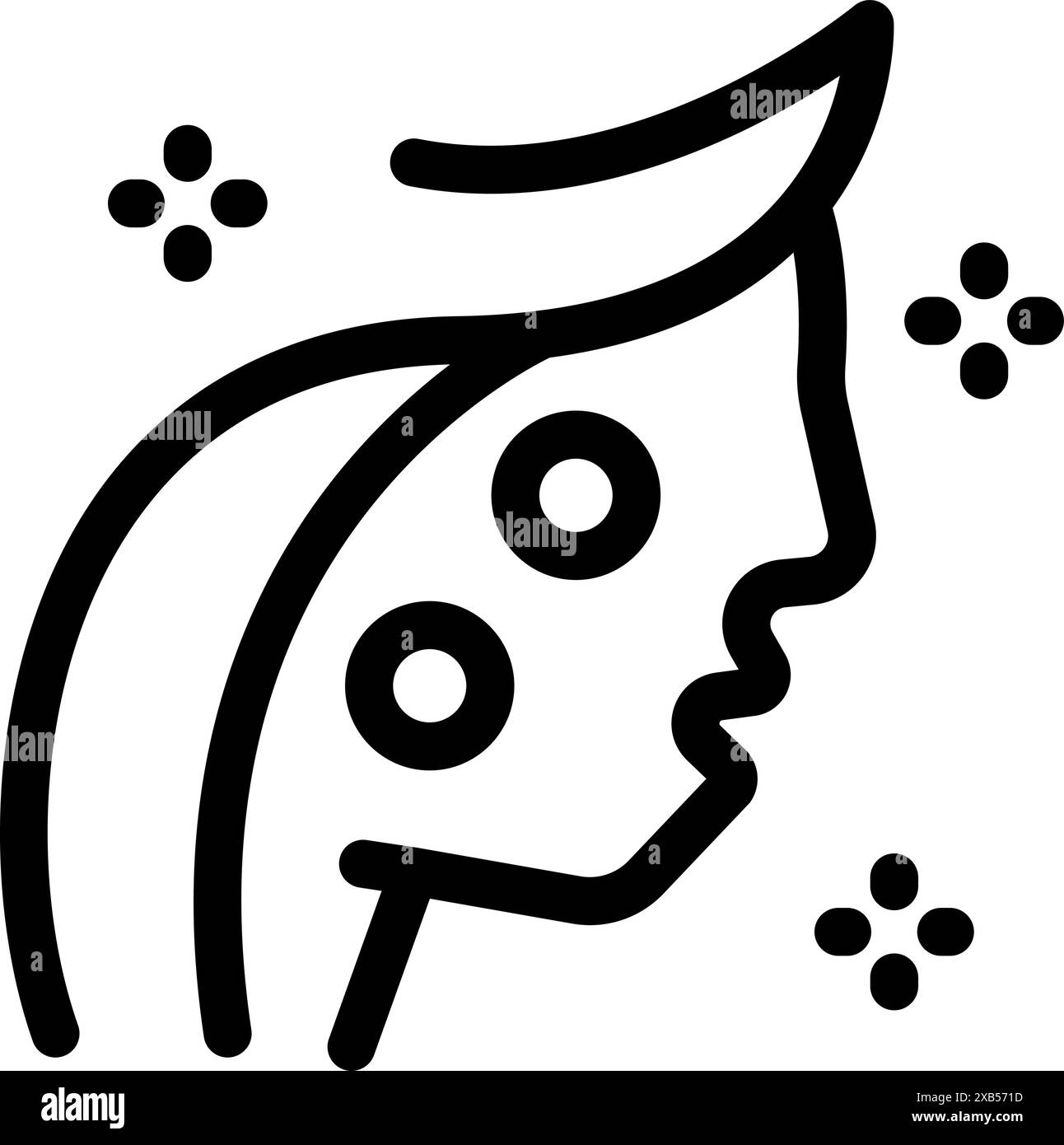 Line art icon of a female with chickenpox, representing a contagious ...