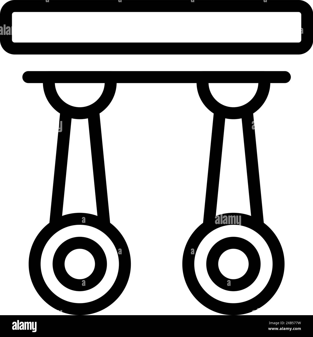 Simple line art icon of a track lighting fixture with two spotlights ...