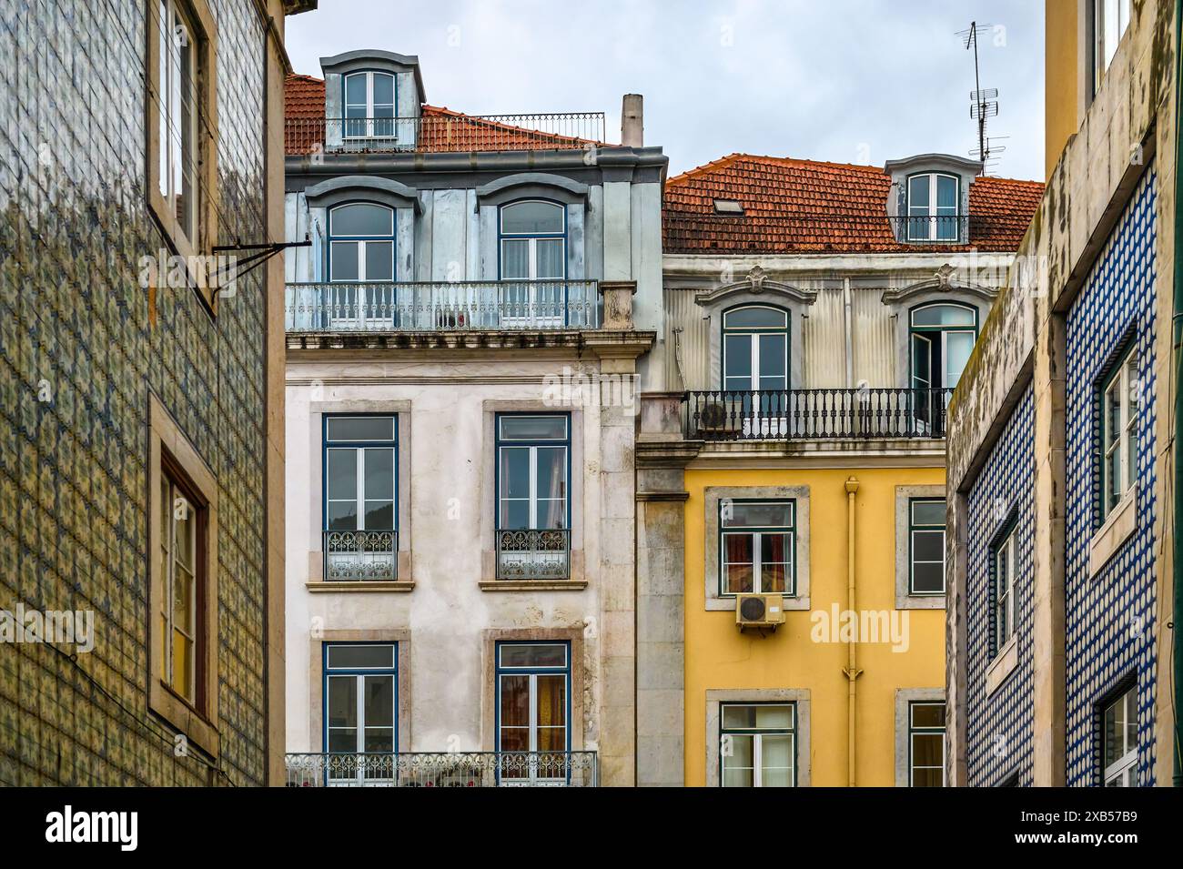 Architecture of exterior walls and facades in the old town of the city ...