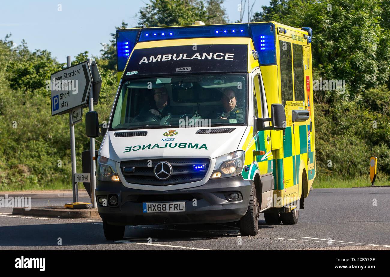 Stony Stratford,UK - June 2nd 2024: Emergency Ambulance responding to ...