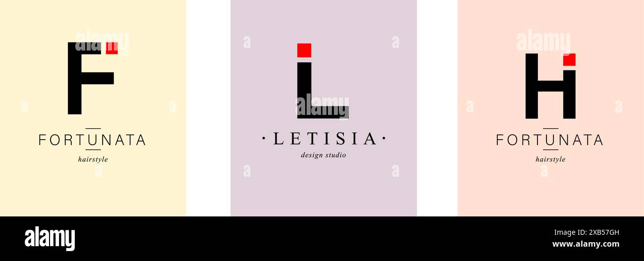 Bundle Minimalistic Logos. Monogram of letters F, L, H. for business ...