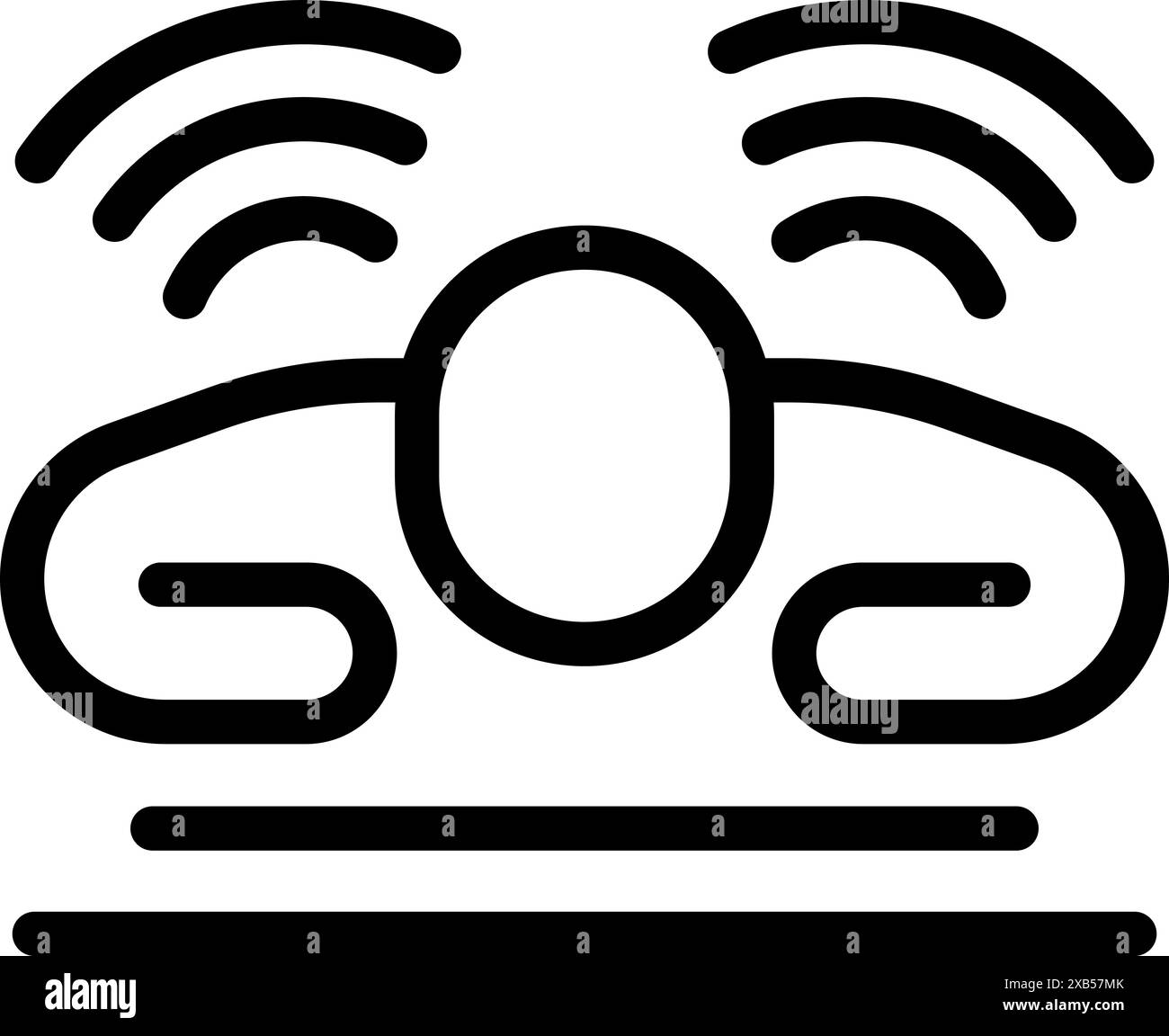 Parking sensor icon, represented by a round sensor emitting radio waves ...