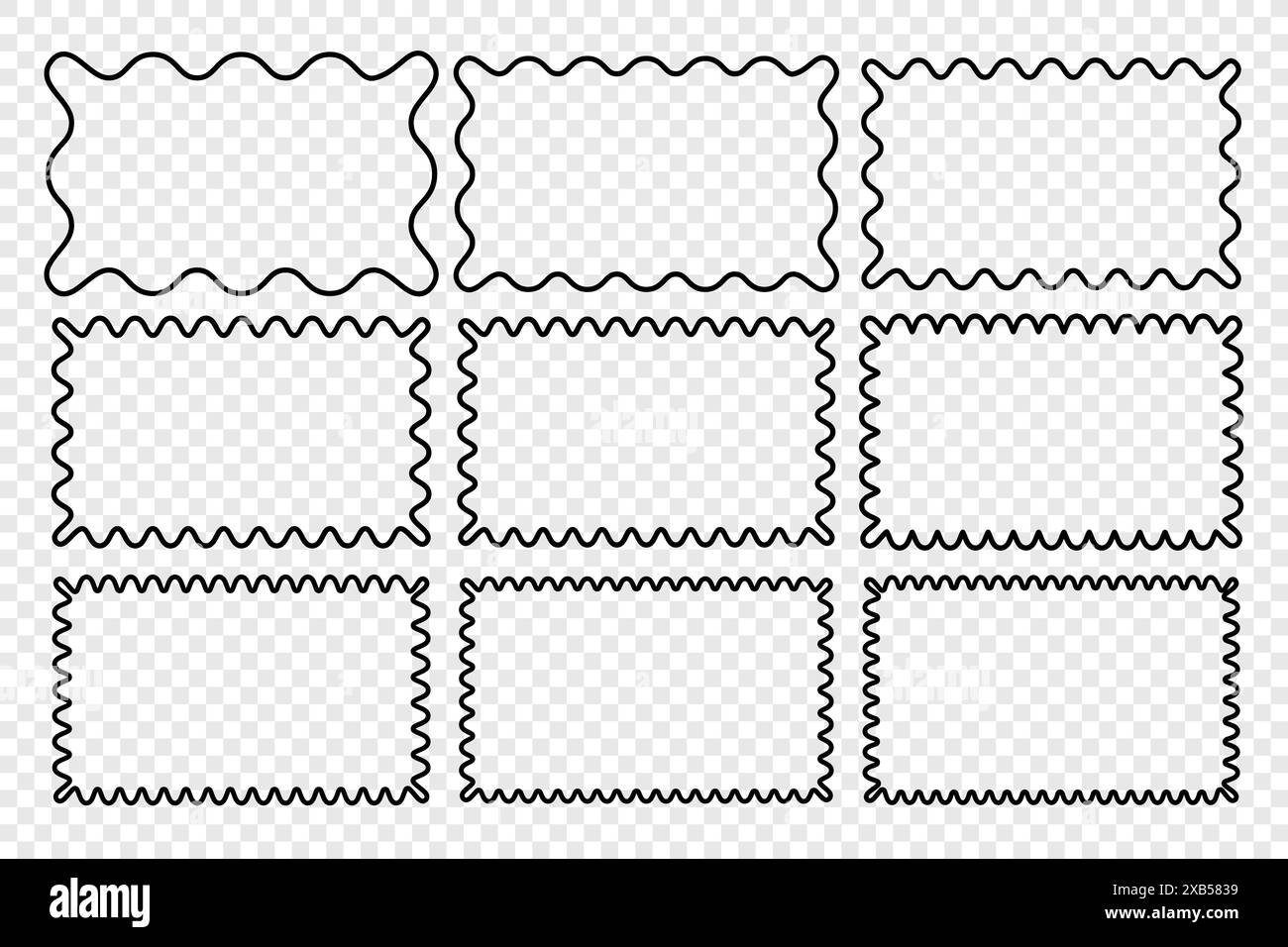 Wavy edge rectangle line vector frame Stock Vector Image & Art - Alamy