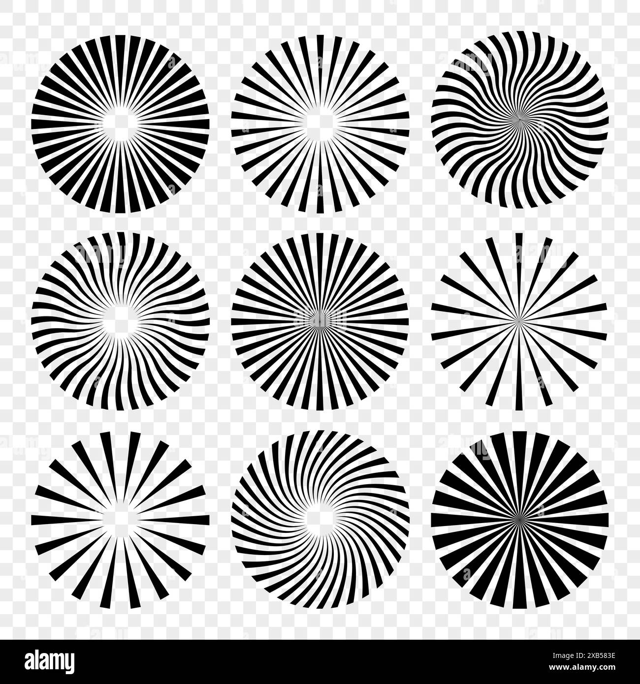 Sunburst element radial. Set of sun beams and rays Stock Vector Image ...