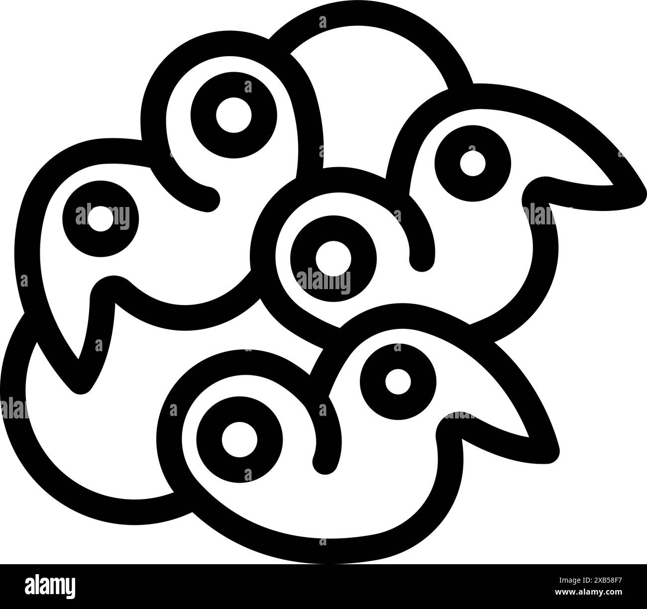 Simple icon of birds forming a circle, their beaks pointing outward ...