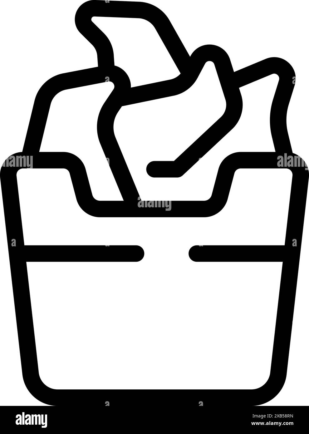 Simple bold outline icon representing a trash can overflowing with ...