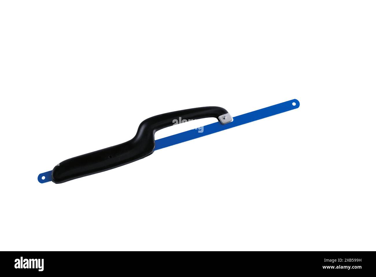Blue hacksaw for metal. Close-up. Isolated on white background Stock ...