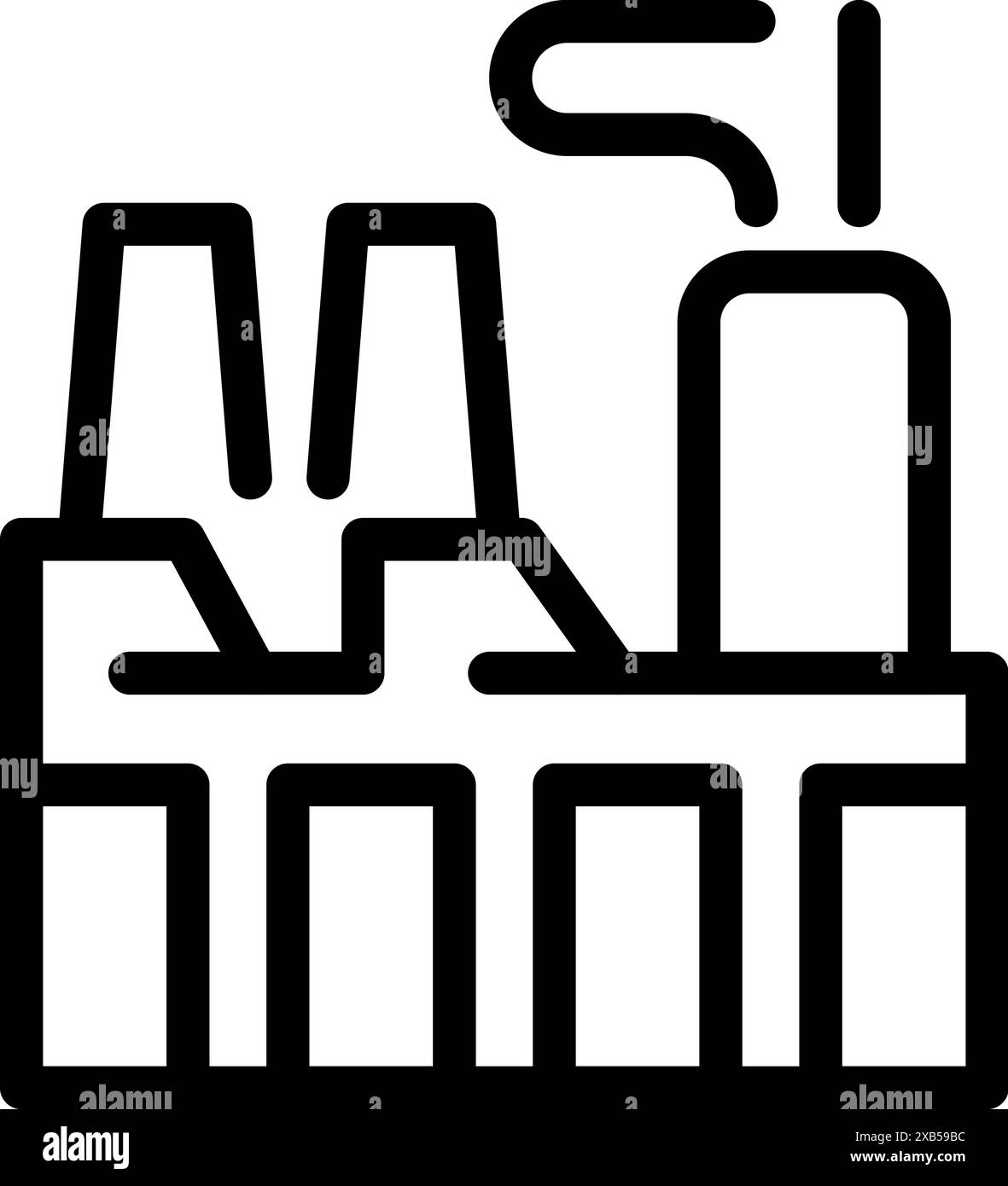 Simple bold line art icon of a nuclear power plant emitting smoke Stock ...