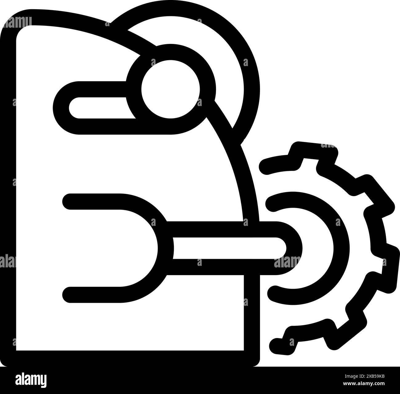 Icon of a robotic arm picking up a gear, representing the concept of ...