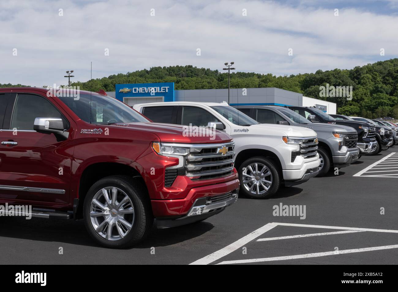 West Harrison - June 9, 2024: Chevrolet Silverado 1500 display at a ...