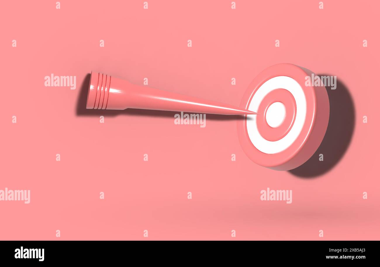 Pink target and arrow on pink background, 3D rendering illustration ...