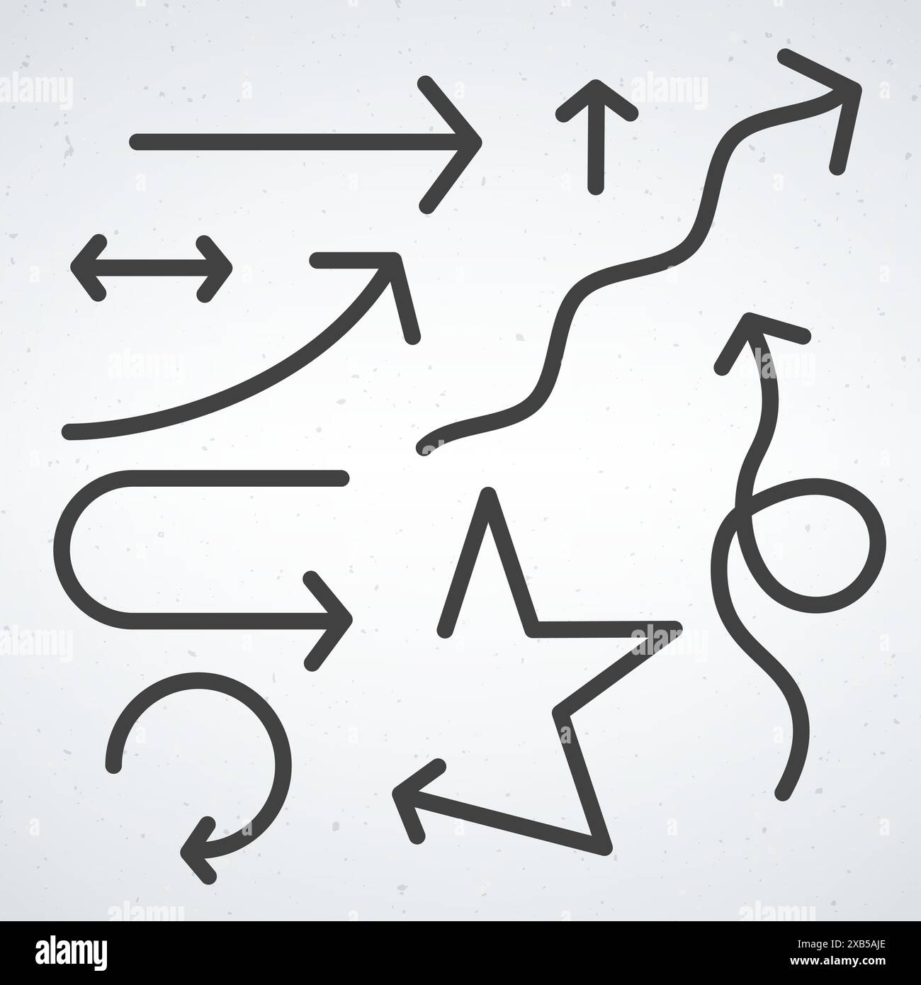 Set of linear arrows of different shapes and directions. Stock vector ...