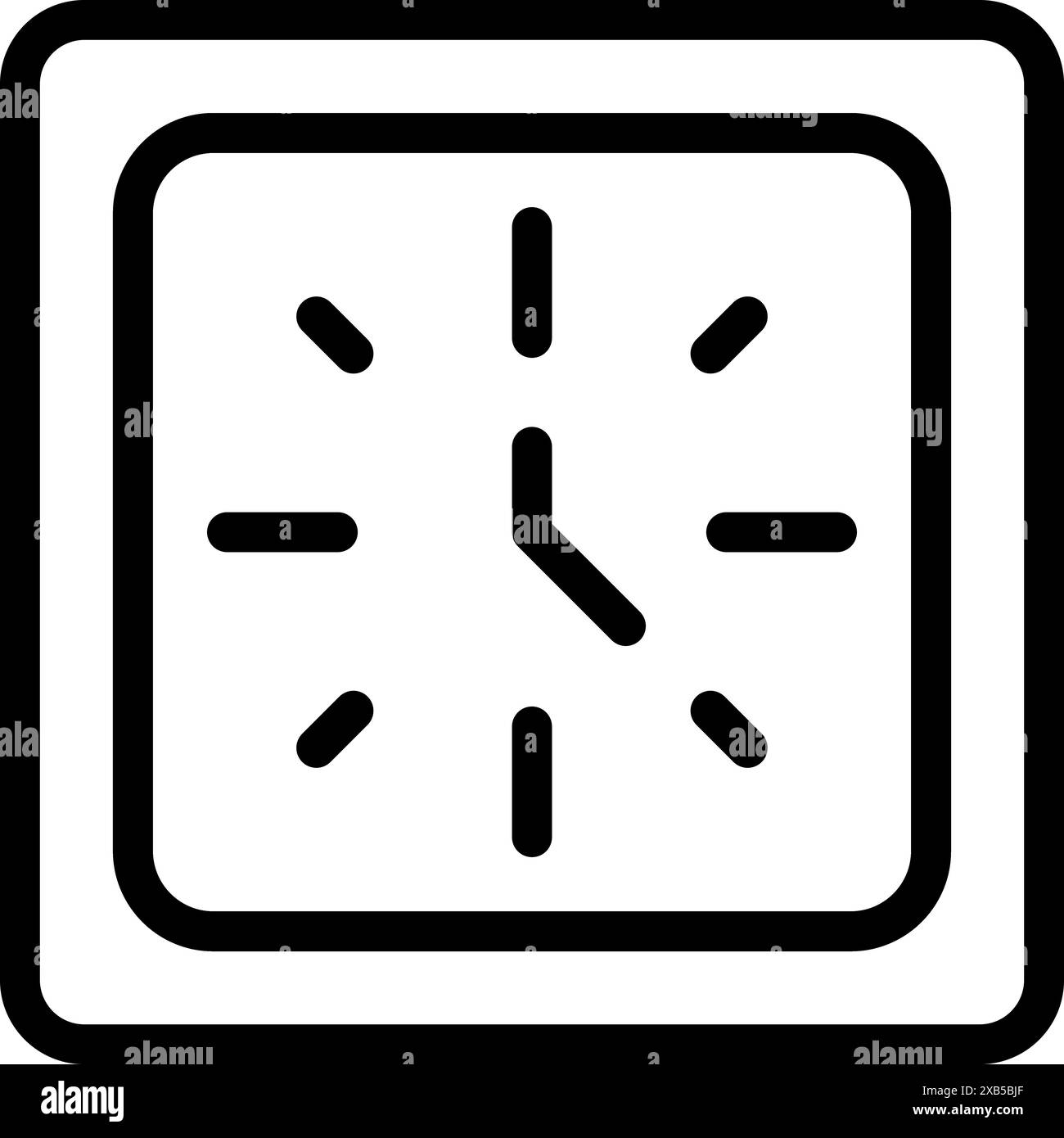 Simple line art icon of a clock face with hour and minute hands telling ...