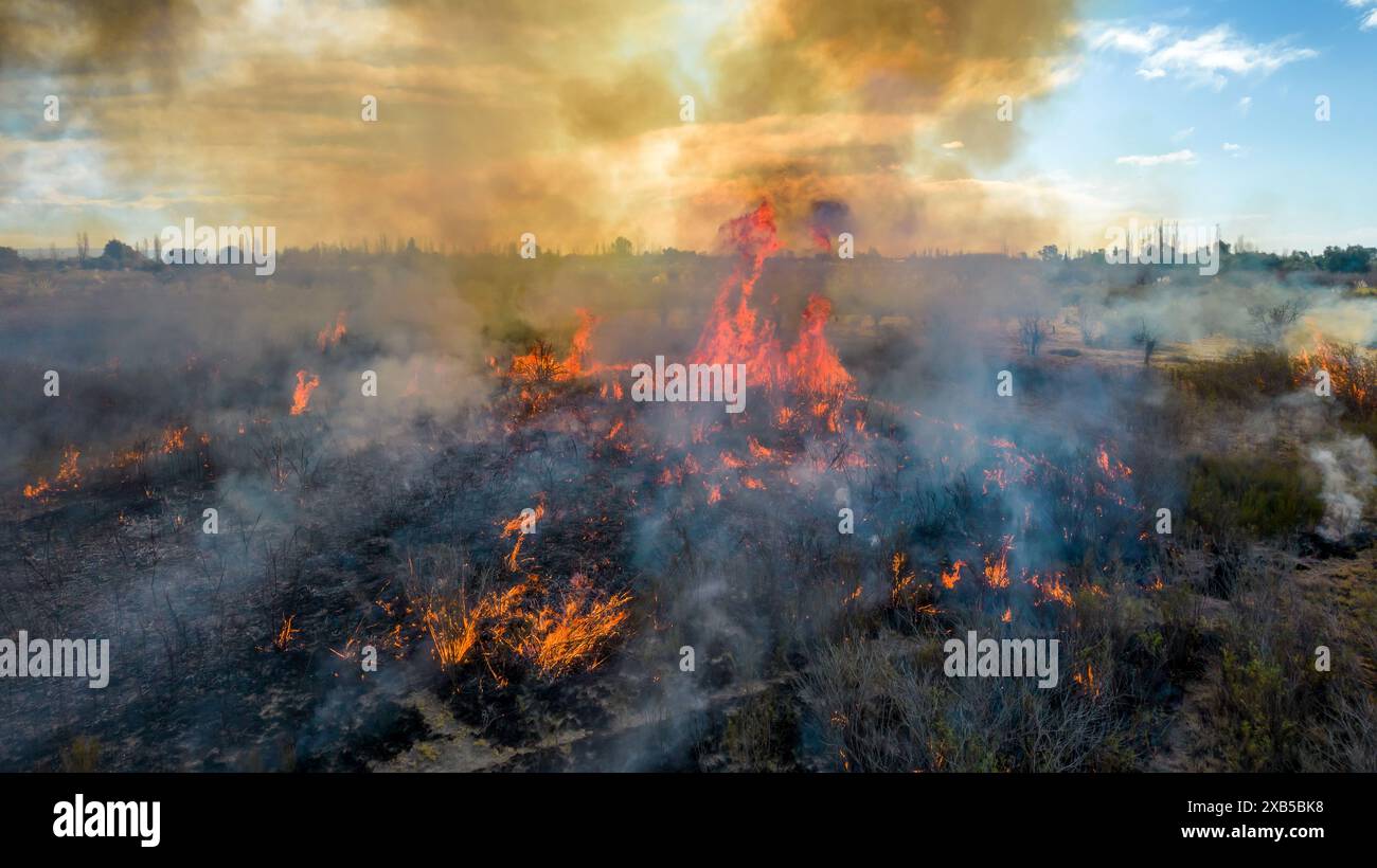 Aerial view of forest fire Stock Photo - Alamy