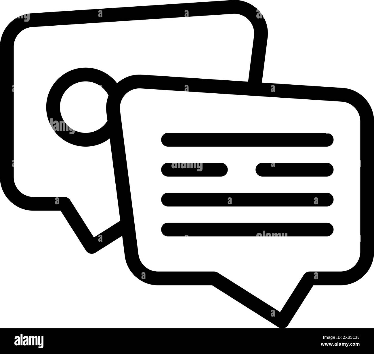 Two overlapping speech bubbles representing online chatting with user ...