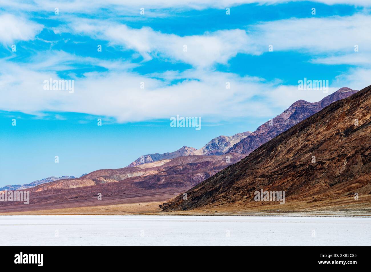 Badwater Basin; white salt flats; minus 282' below sea level; Death ...