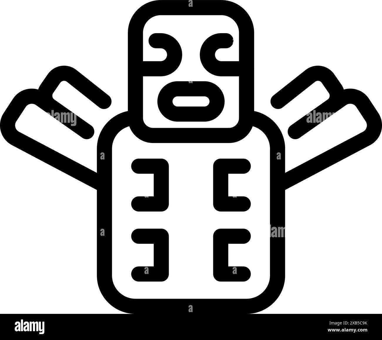 Simple line art of a robot wearing a lucha libre mask with arms ...