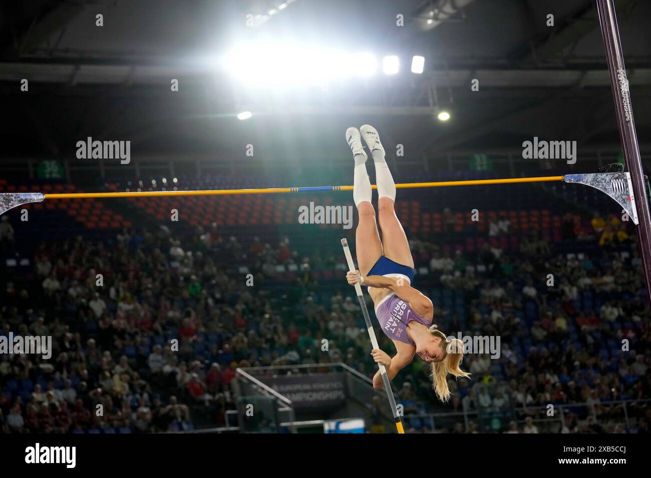 Molly Caudery, of Great Britain competes in the women's pole vault ...