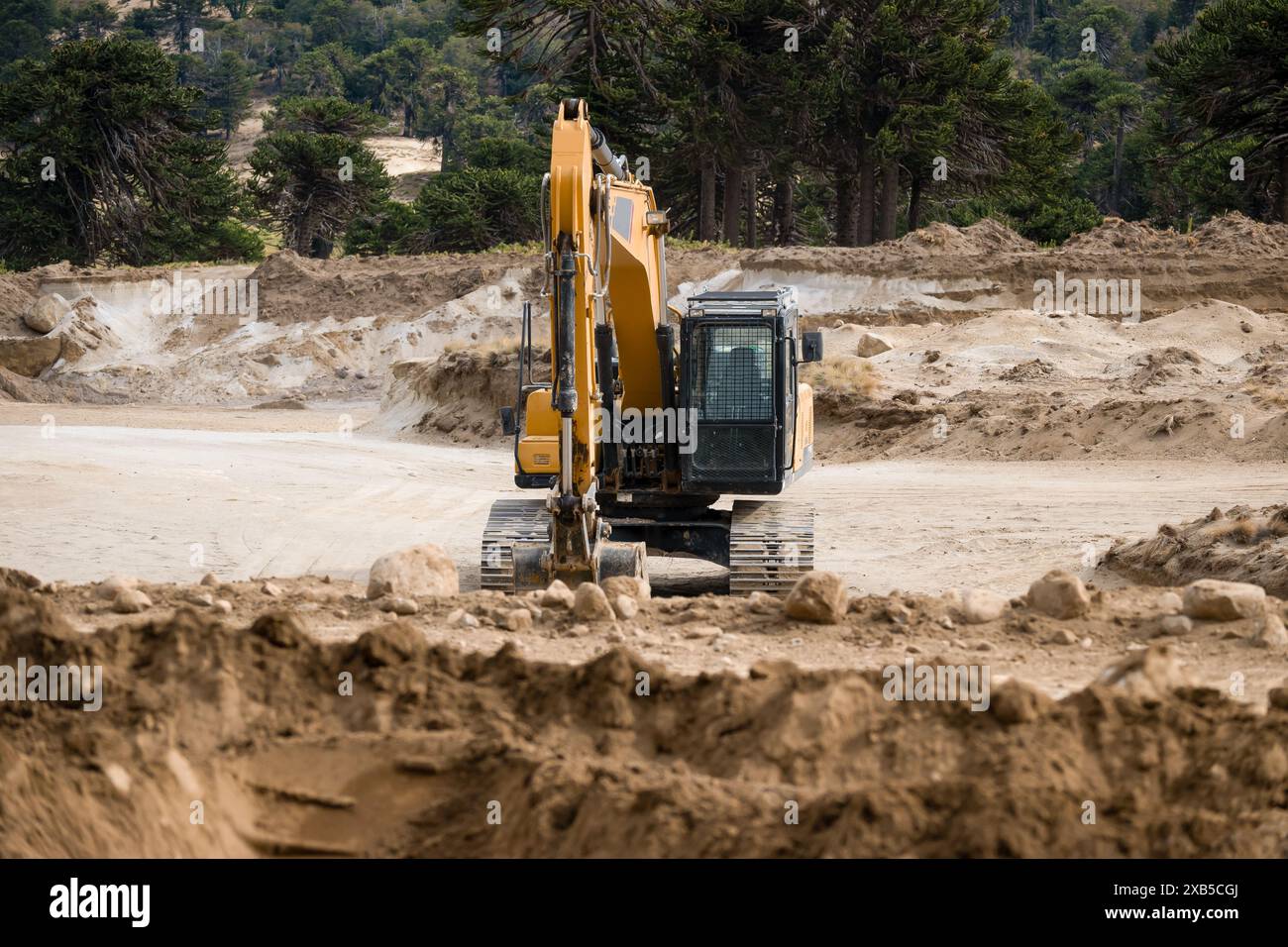 Crawler excavator working on a highway construction site Stock Photo ...