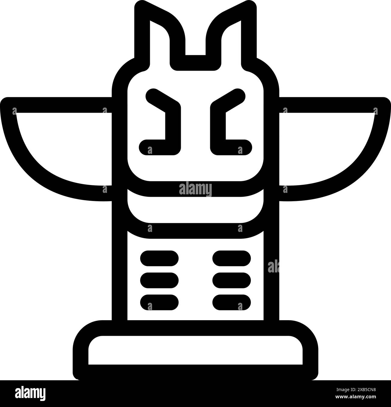 Simple, bold lined illustration of a native american totem pole with ... Simple, bold lined illustration of a native american totem pole with ...