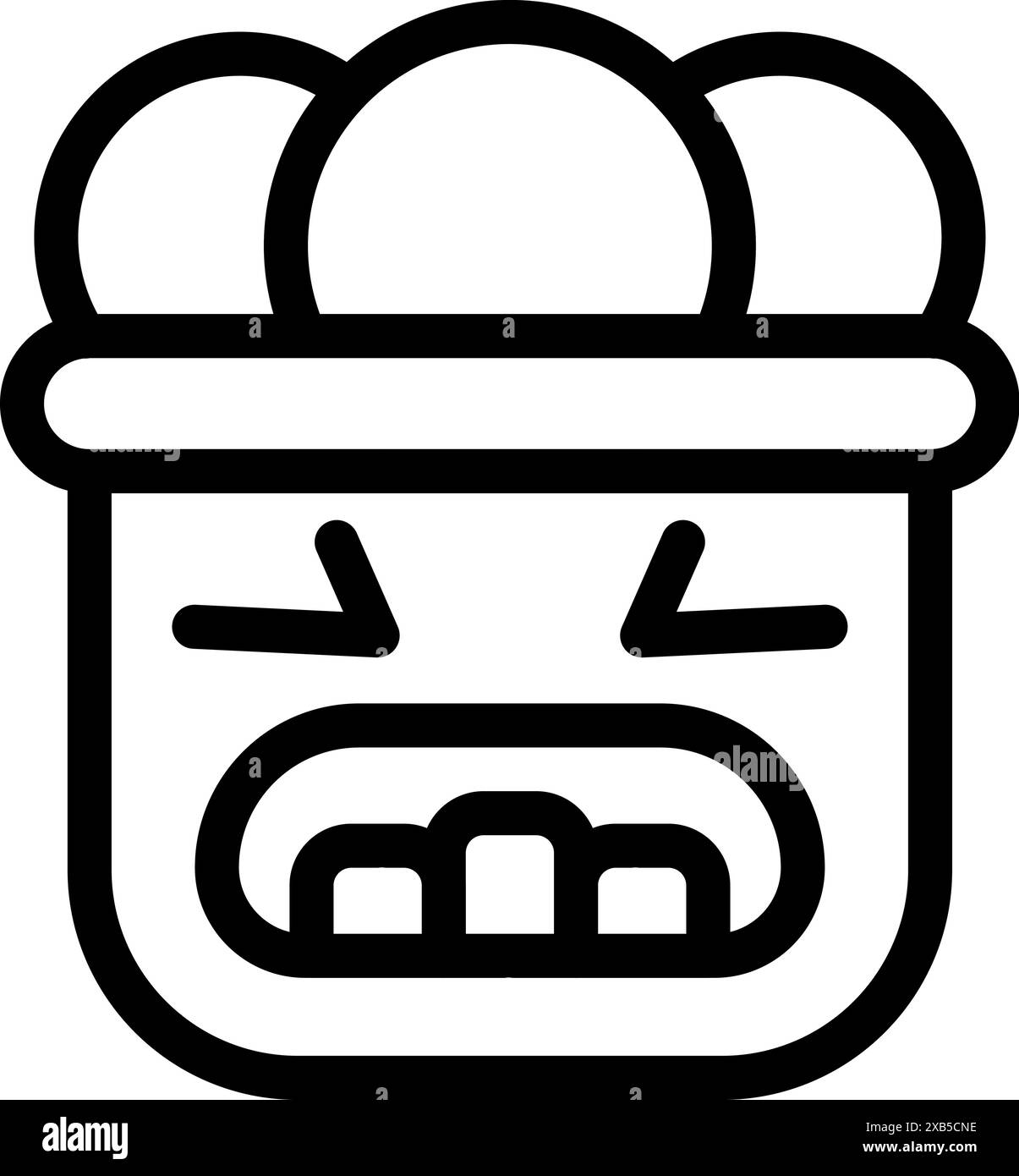 Angry tiki mask with sharp teeth baring its teeth in a black and white ...