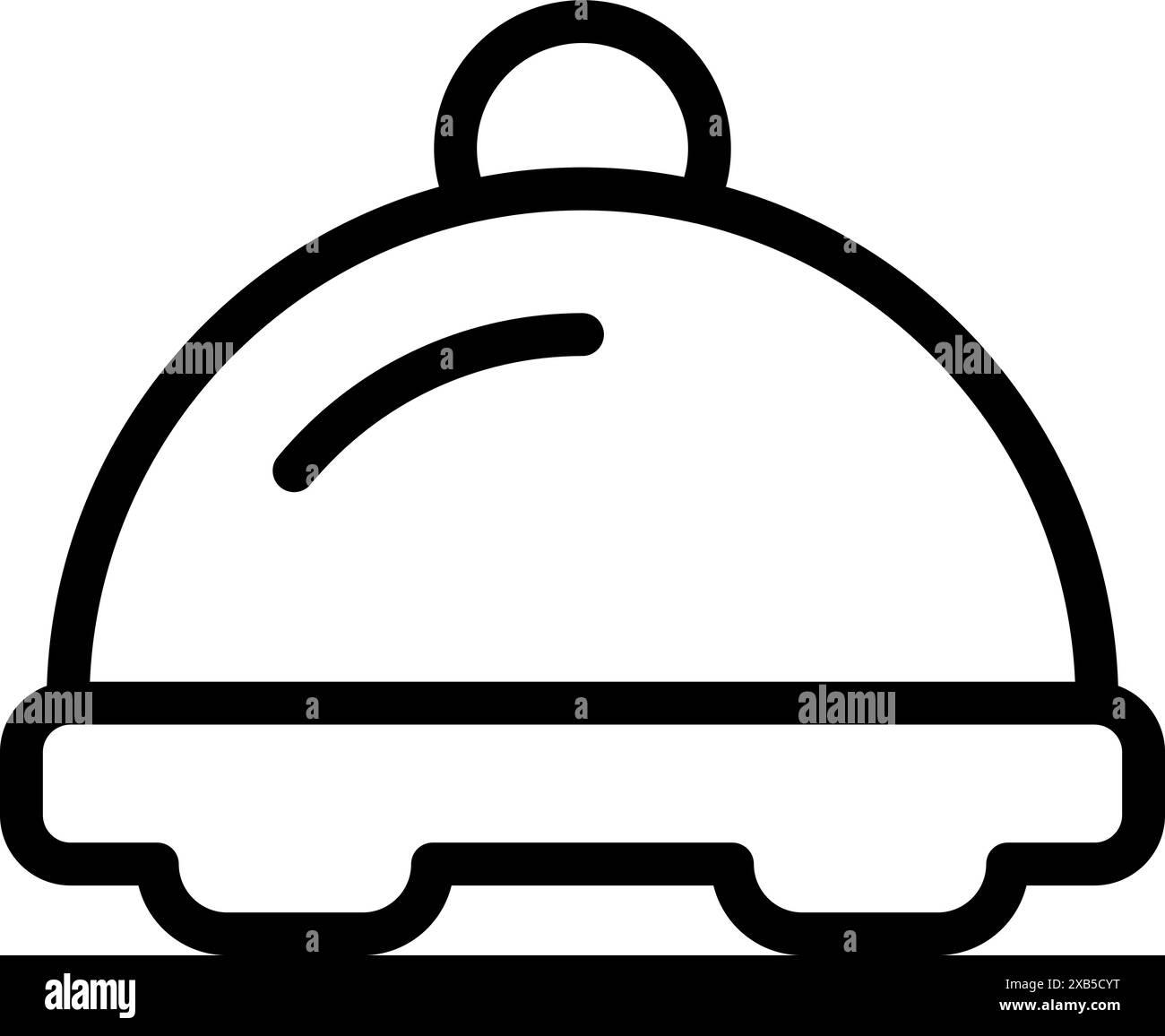 This simple black and white icon represents a cloche, a classic symbol ...