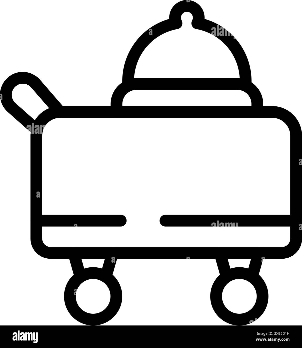Line icon of a room service cart covered with a cloche, ready to ...