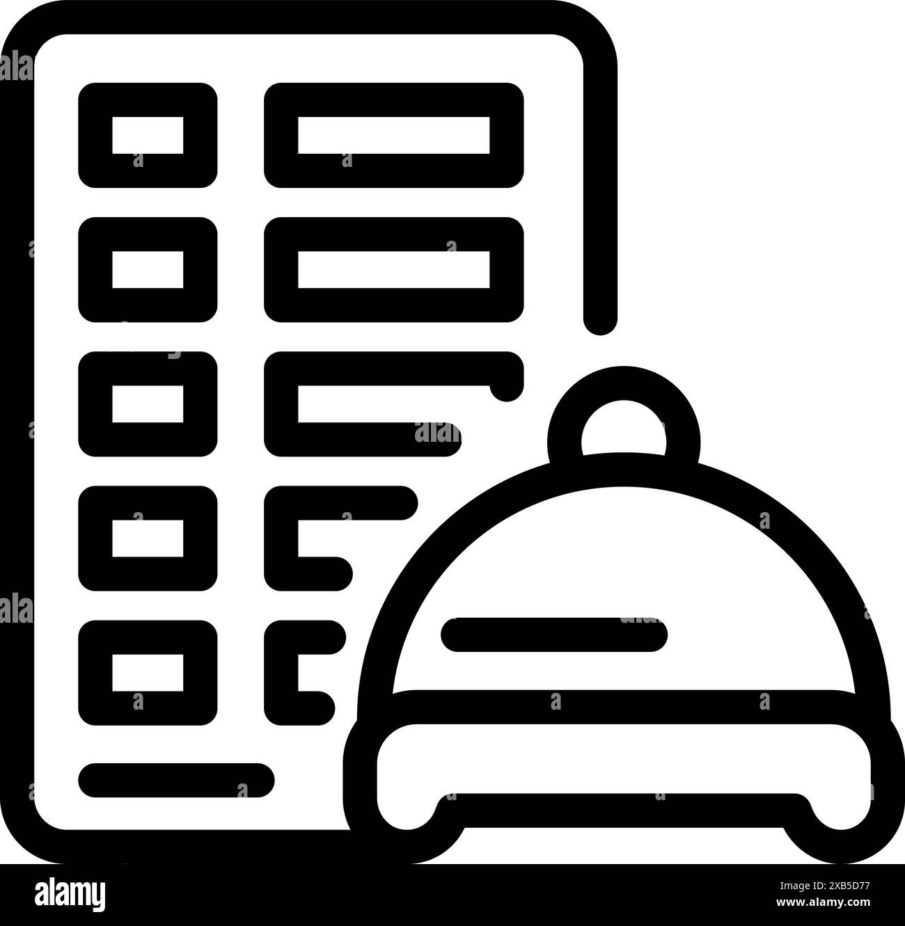 Line drawing of a reception counter with a bell used for room service ...